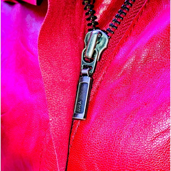 Cigno Nero | Jackets & Coats | Rare Vintage Red Leather Hooded Jacket ...